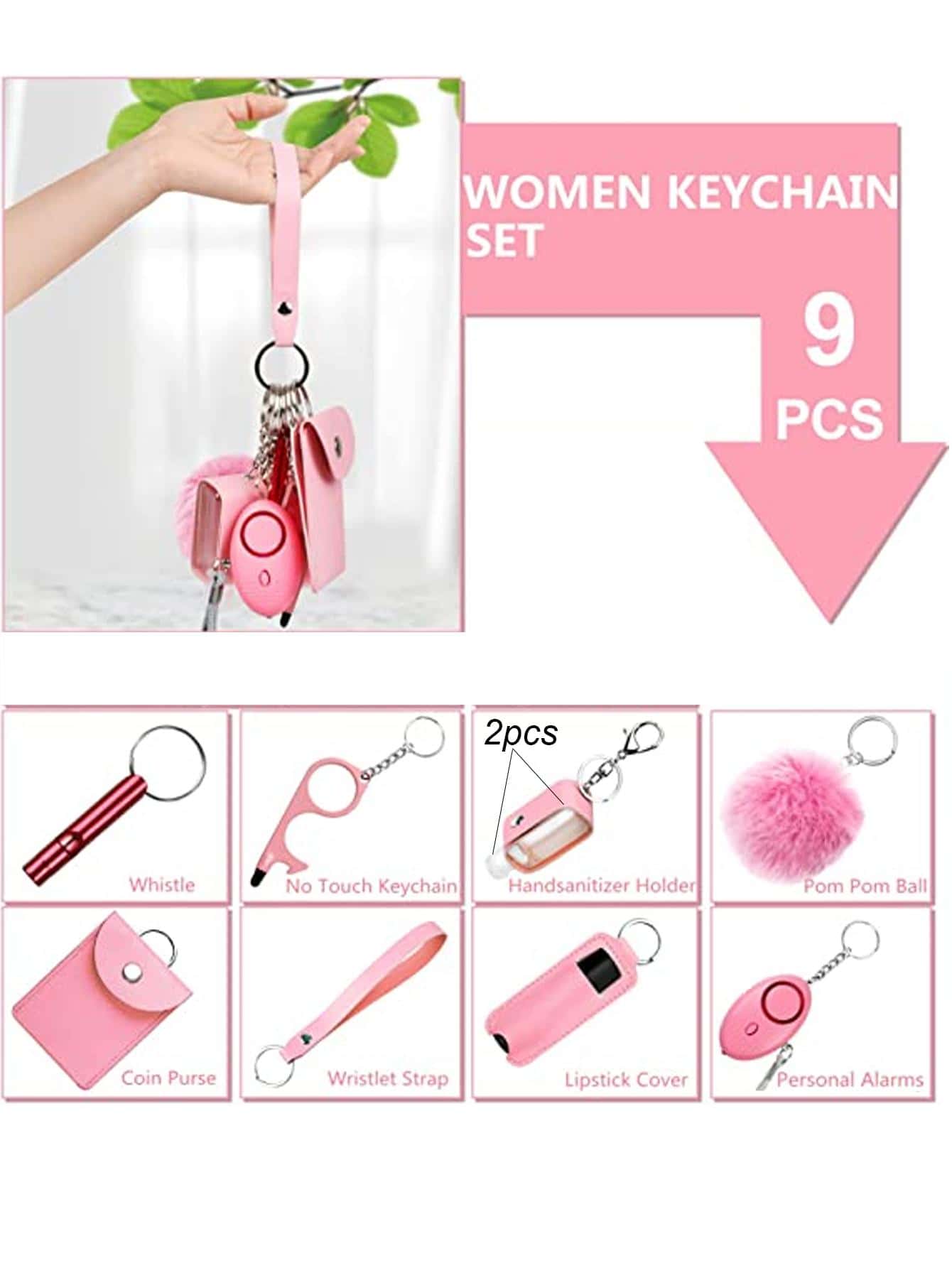 Pink Self Defense Keychain Set